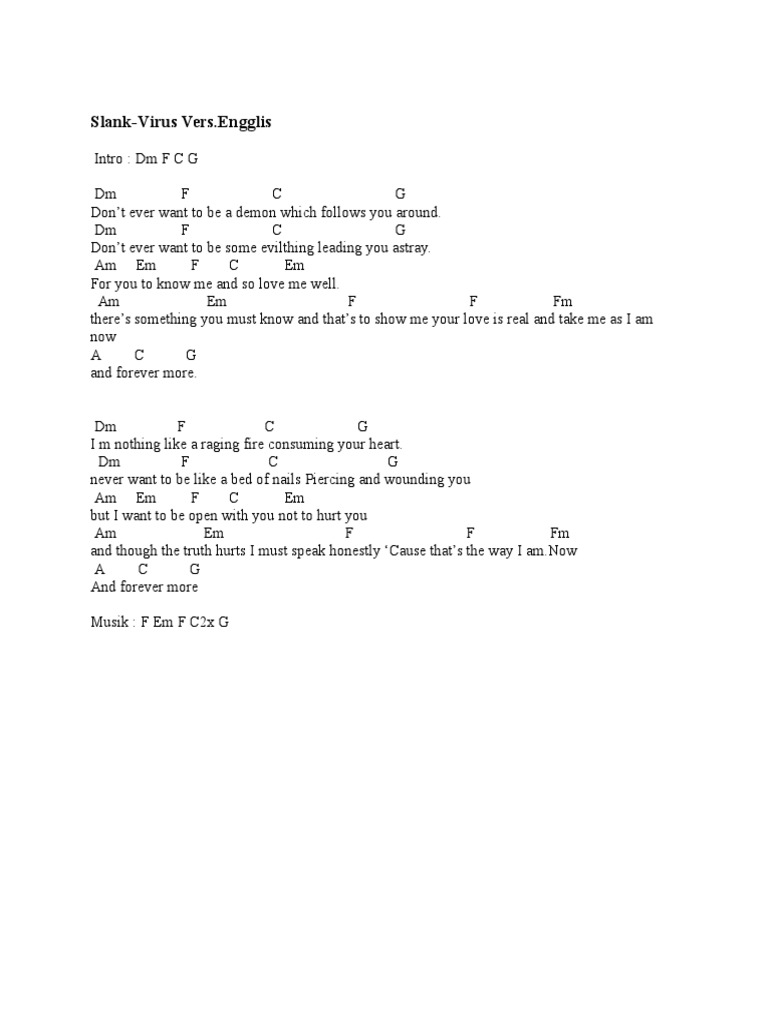 Slank-Virus Chords and Lyrics | PDF