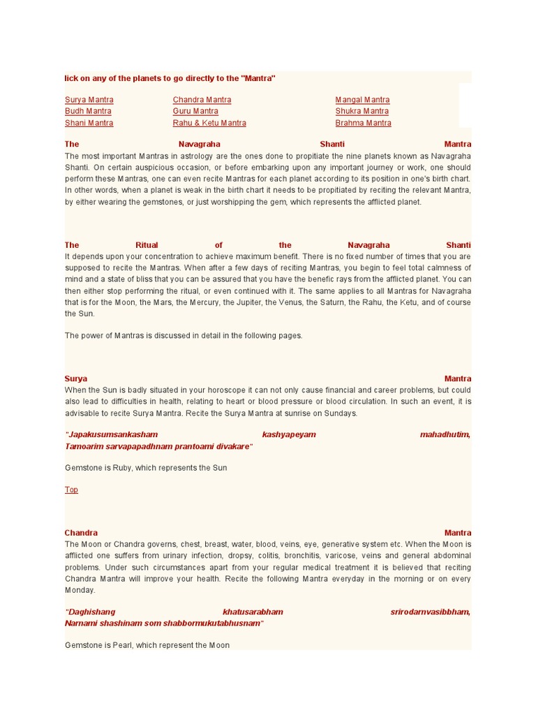 The Navagraha Shanti Mantras: Guide to Mantras for Propitiating the ...
