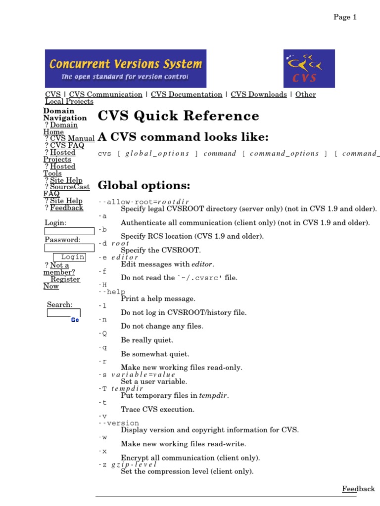 CVS Quick Reference: A CVS Command Looks Like | PDF | Computer File | Computing