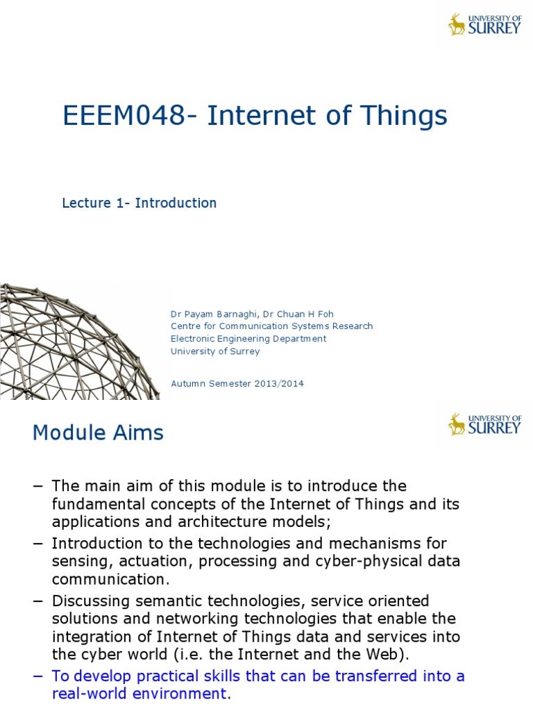 EEEM048 Lecture1 Introduction Part 1 | PDF | Internet Of Things | Computer Network
