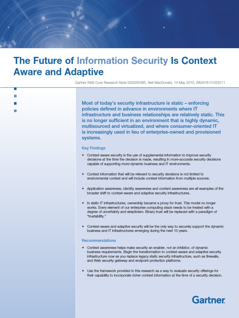 Gartner Reprint - The Future of Information Security Is Context Aware ...