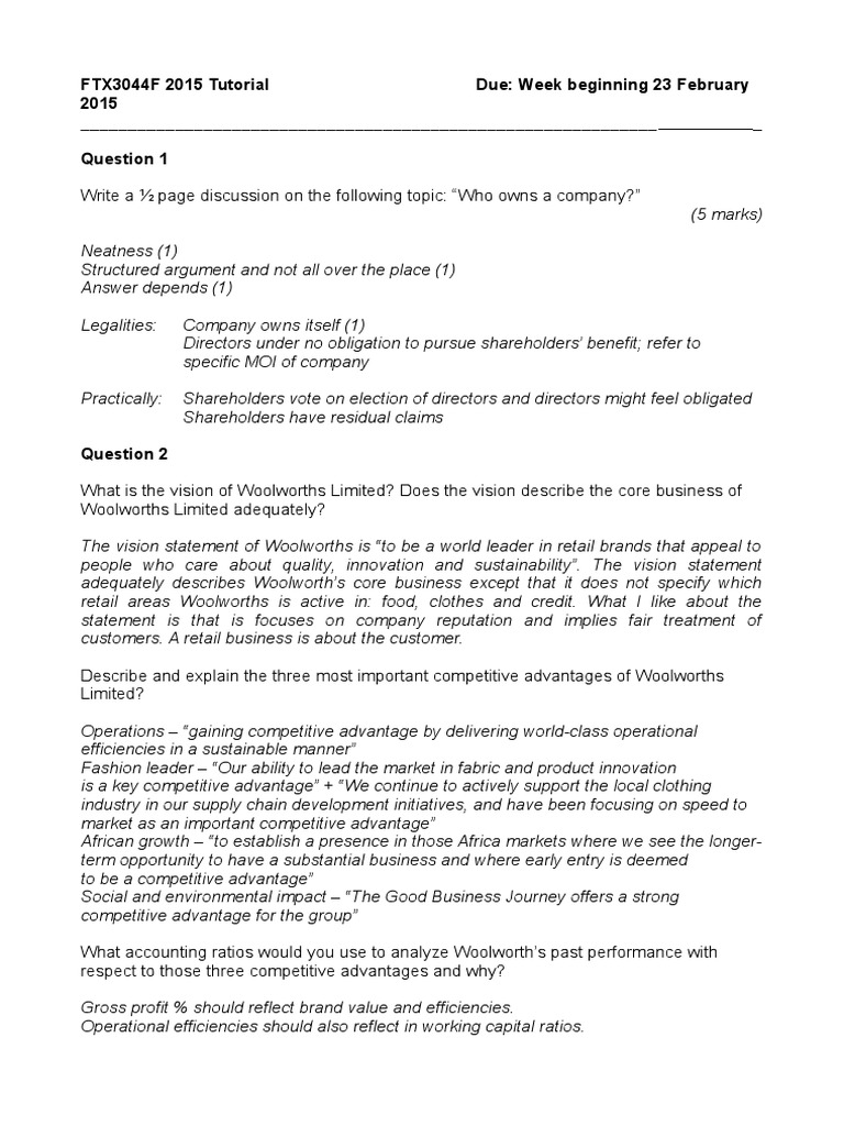 FTX3044F Tutorial 1 Solution | PDF | American Depositary Receipt ...