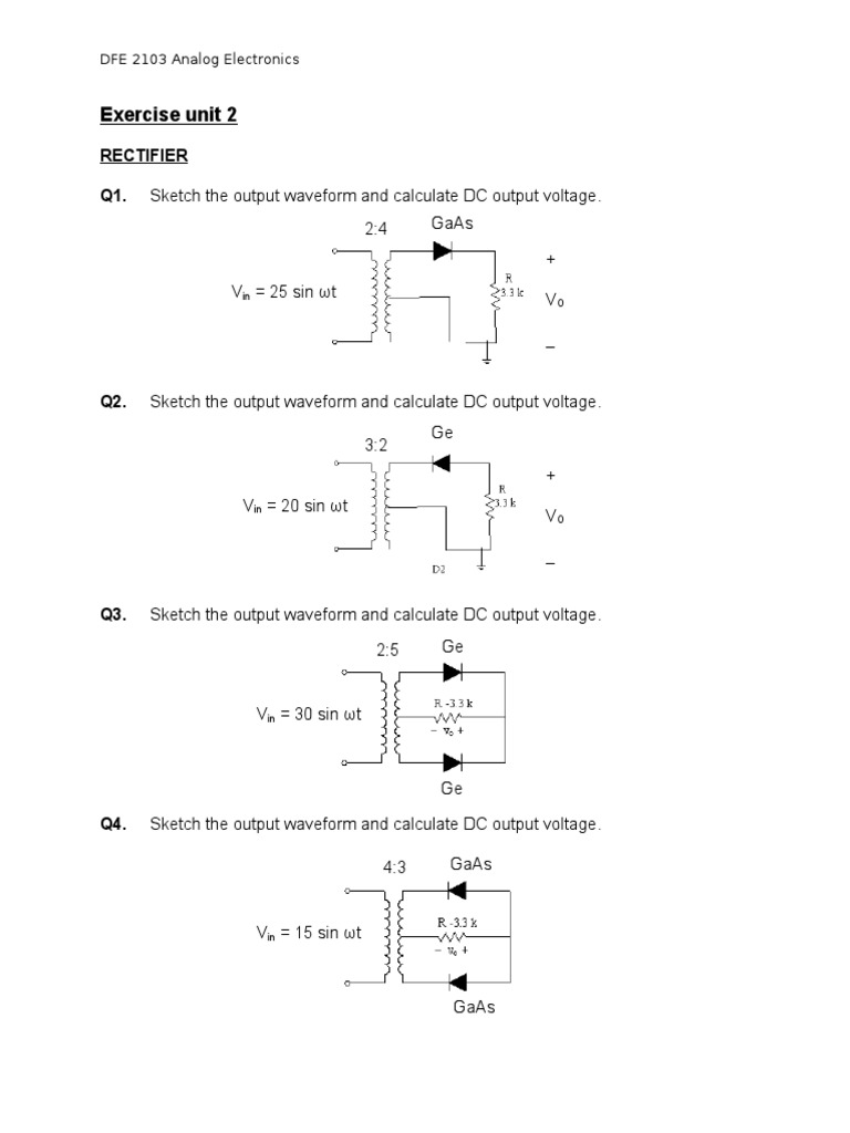 Exercise Unit 2: Rectifier Q1 | PDF | Teaching Methods & Materials | Science & Mathematics
