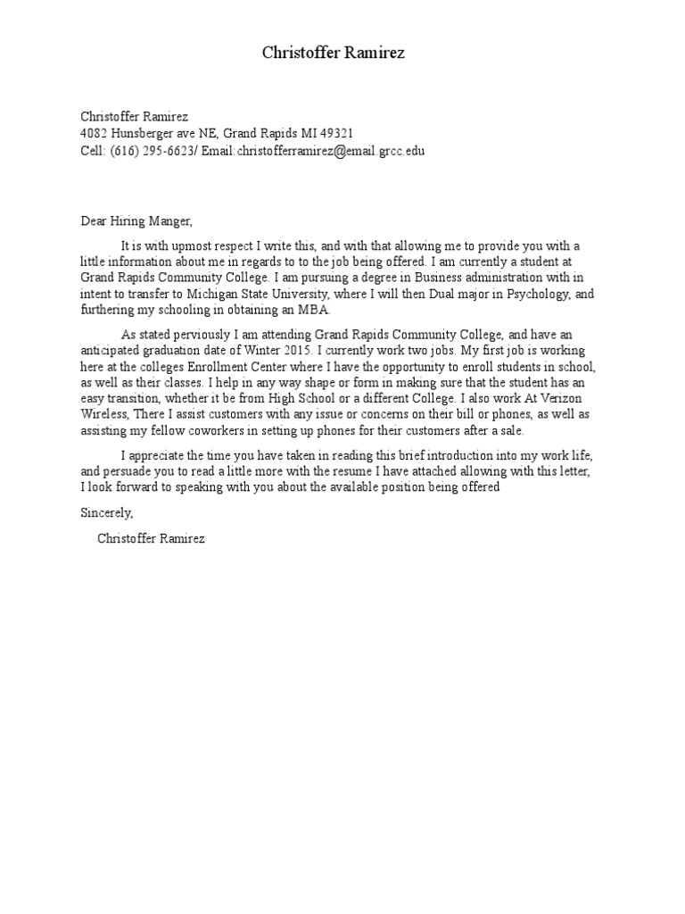 Cover Letter CR | PDF | Career & Growth | Business