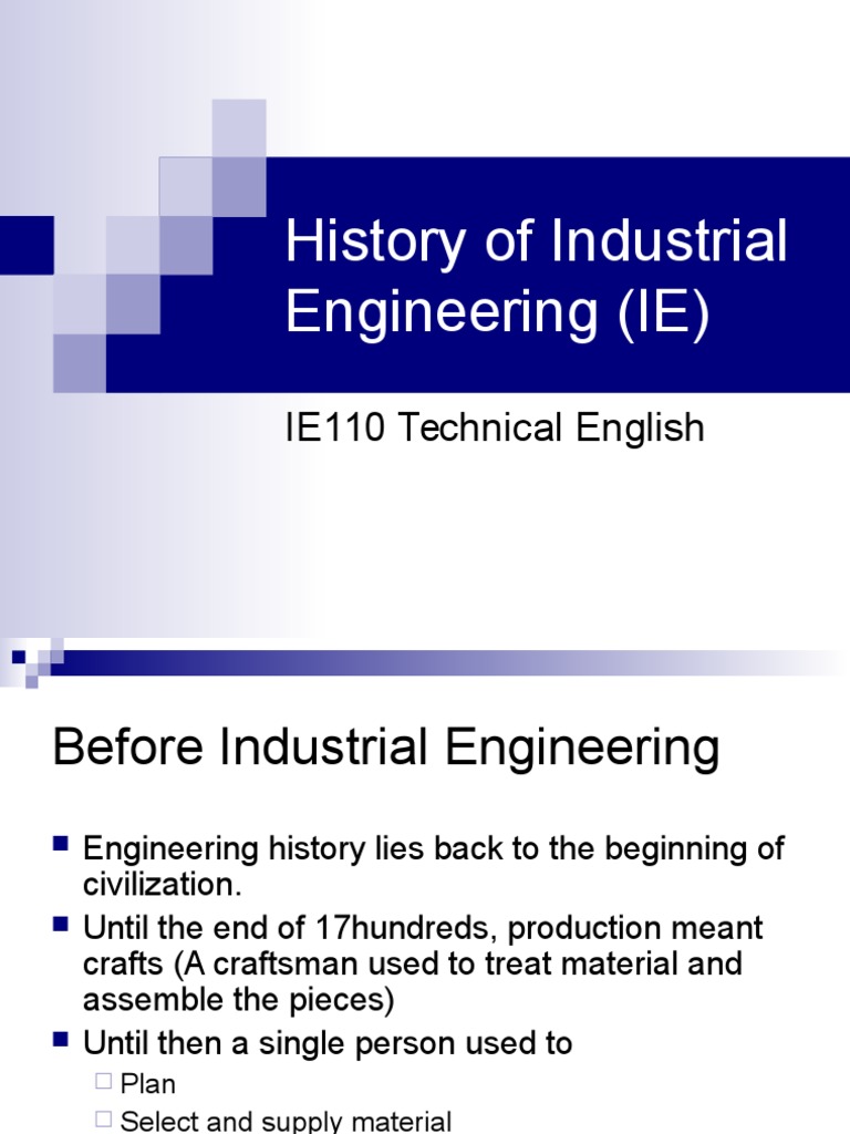 History of Industrial Engineering (IE) | PDF | Industrial Engineering ...