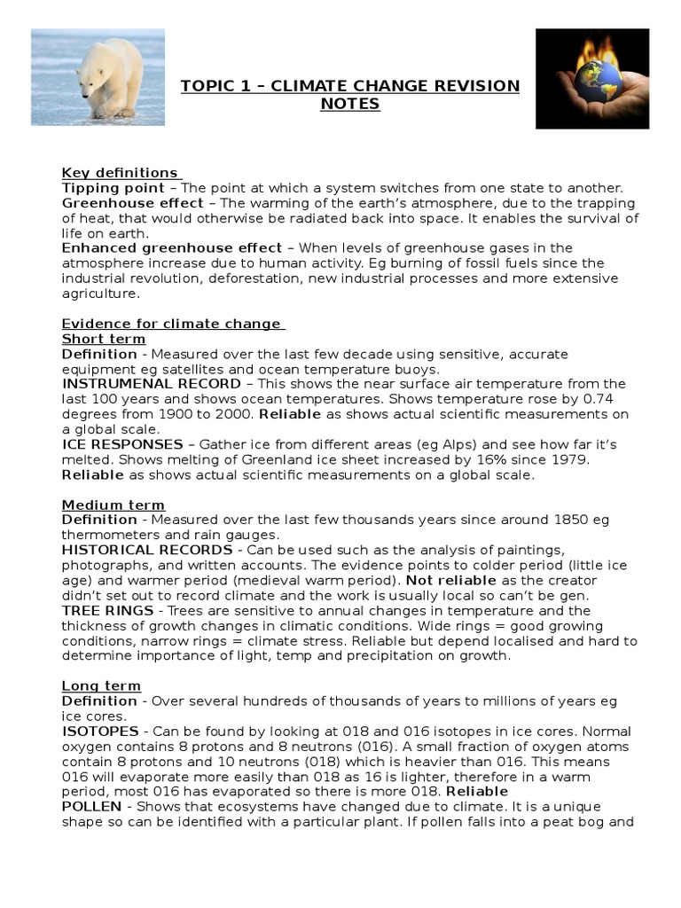 Climate Change Revision Notes | PDF | Climate Change | Global Warming