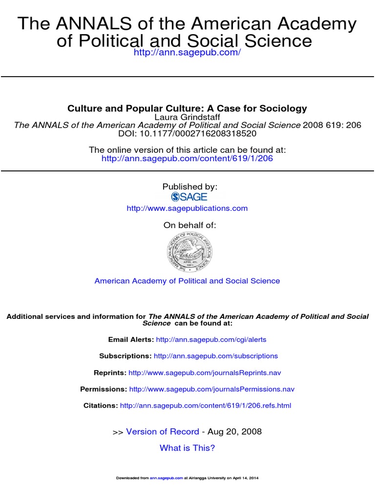 Sociology's Role in Popular Culture | PDF | Cultural Studies | Sociology