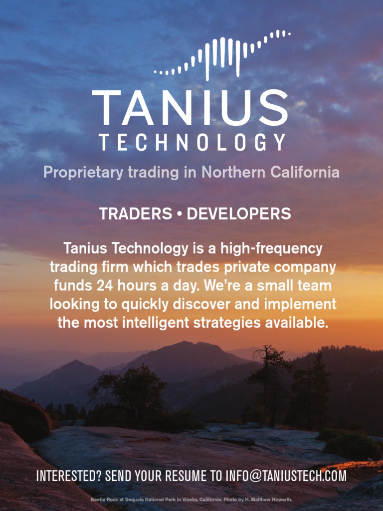 High-Frequency Trading Jobs at Tanius Tech | PDF