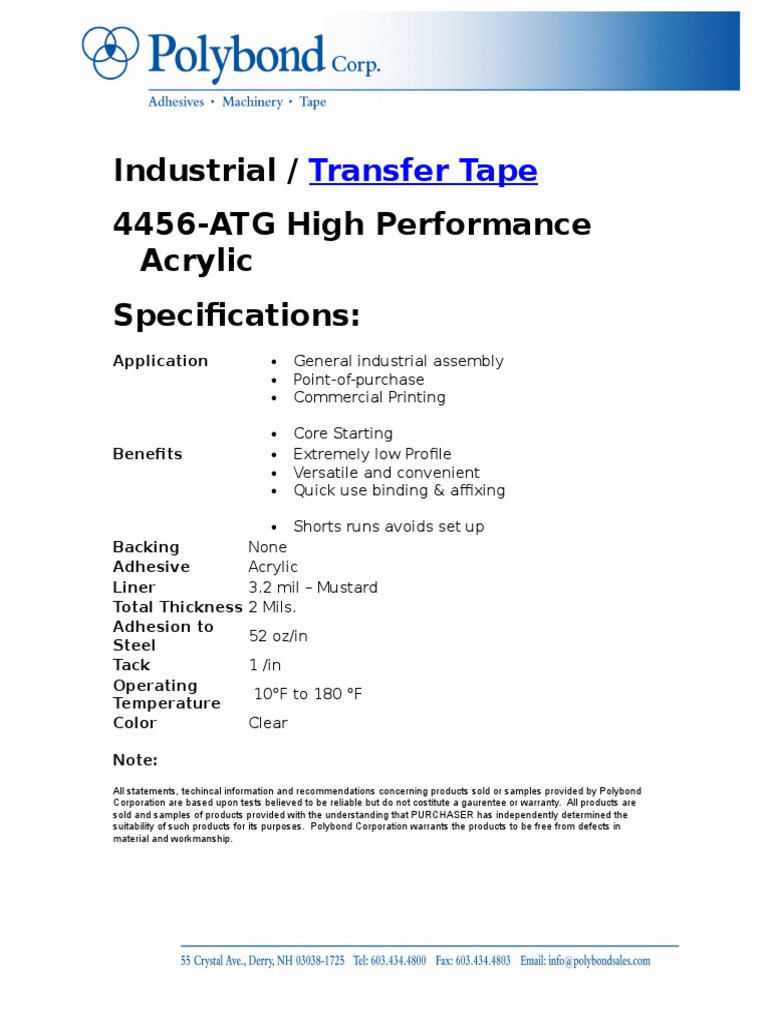 Industrial / 4456-ATG High Performance Acrylic Specifications | PDF