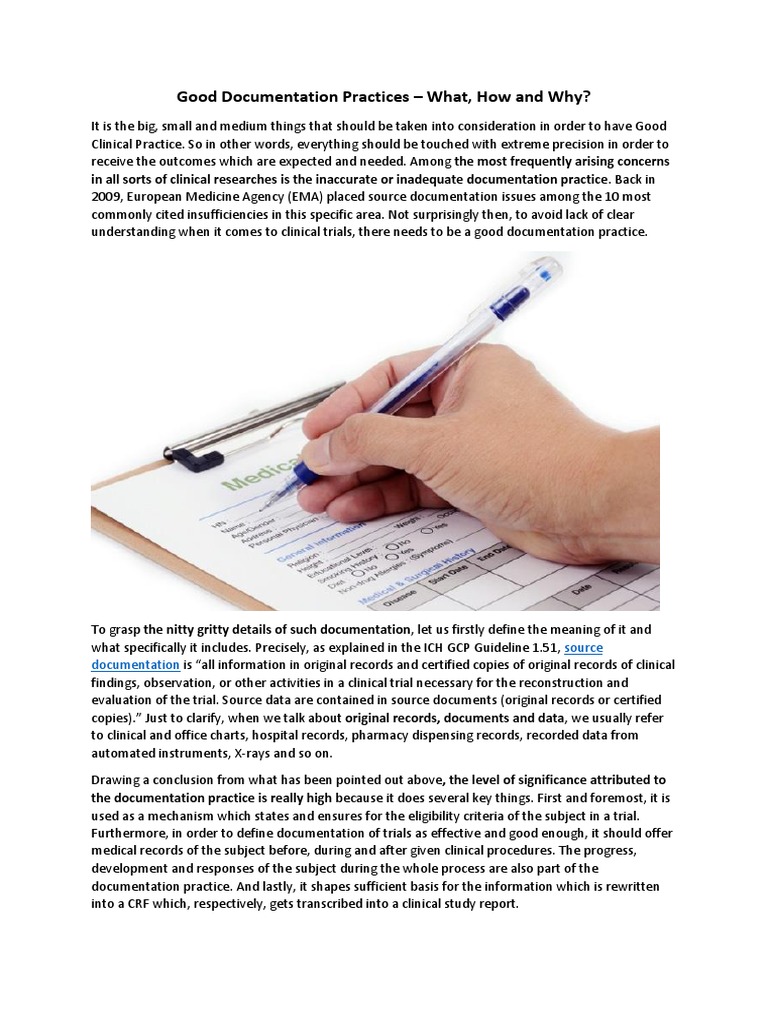 Good Documentation Practices - What, How and Why? | PDF | Clinical ...