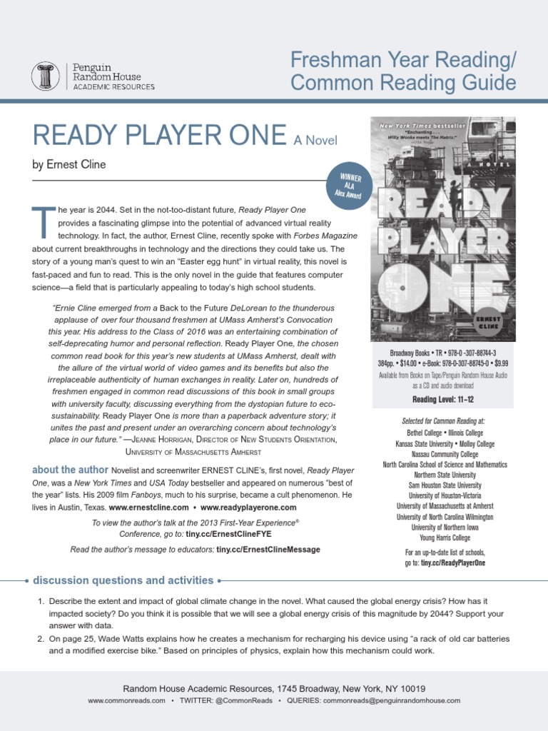 Ready Player One Common Reading Guide | PDF | Virtual Reality | Science