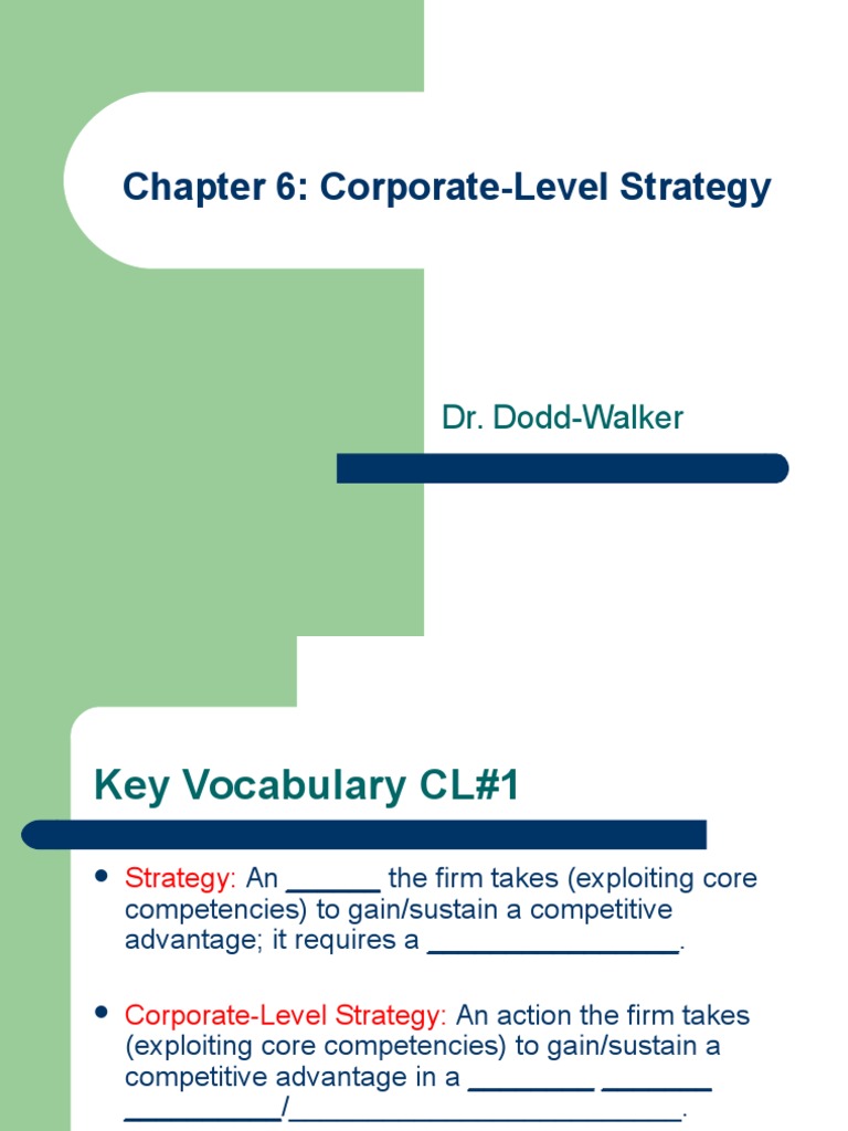 Chapter 6 Corporate-Level Strategy Student | PDF | Diversification ...