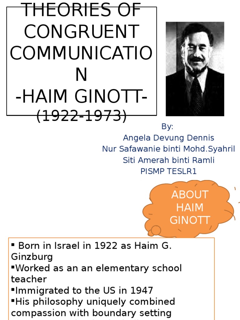 Ginott's Congruent Communication Theory | PDF | Classroom | Behavior