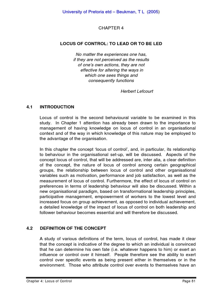 Locus of Control | PDF | Job Satisfaction | Leadership