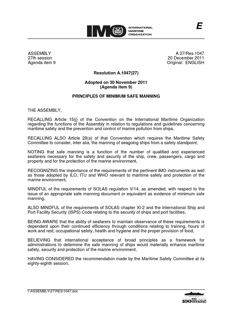 Principles of Minimum Safe Manning | PDF | Wellness | Medical