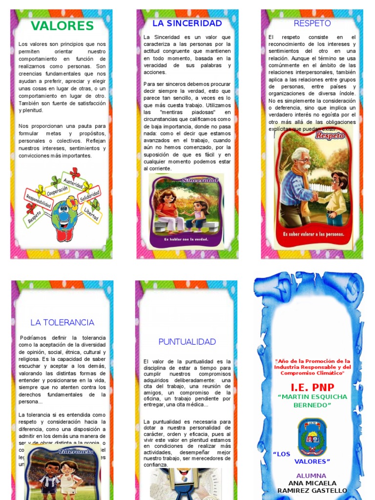 TRIPTICO VALORES | Tolerancia | Verdad