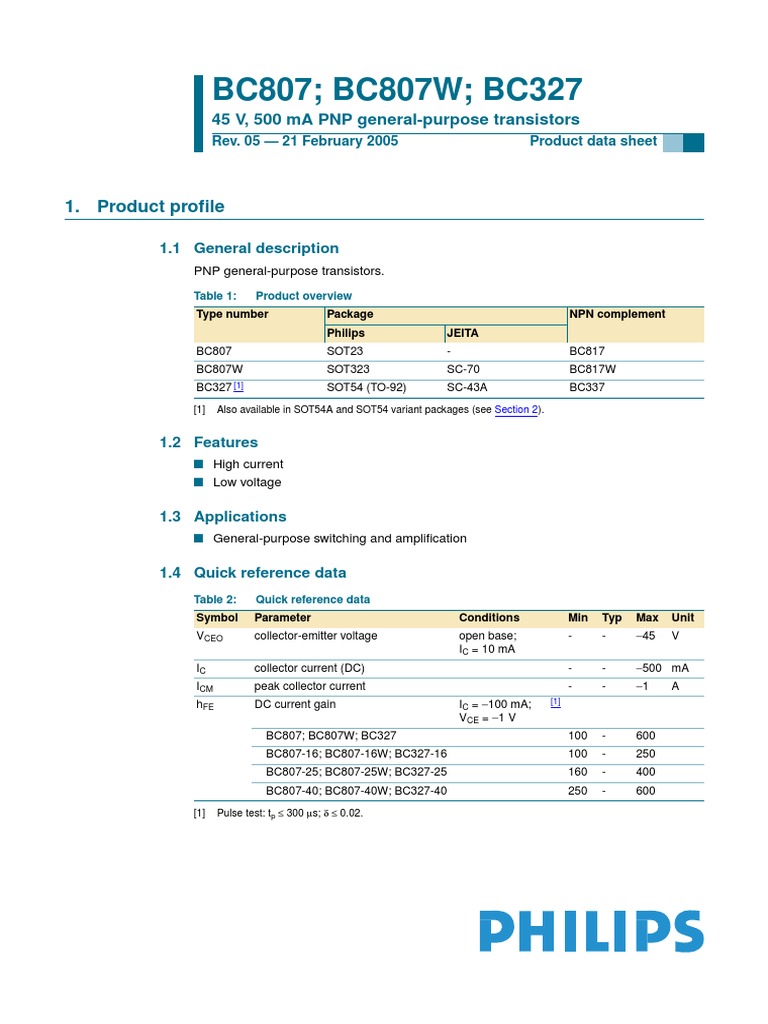 Datasheet _bc327 -25 | Bipolar Junction Transistor | Transistor