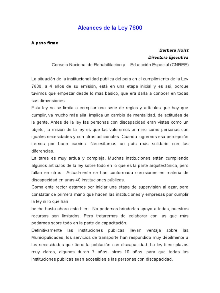 Avances y Retos de la Ley 7600 | PDF | Ciencias sociales