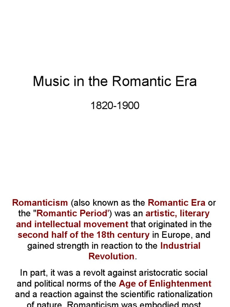 Romantic Era History | PDF | Romanticism | Songs