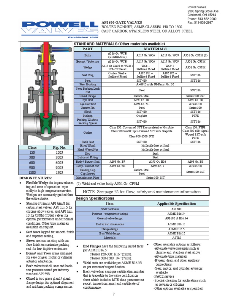 Powell Gate Valves | PDF | Valve | Mechanical Engineering