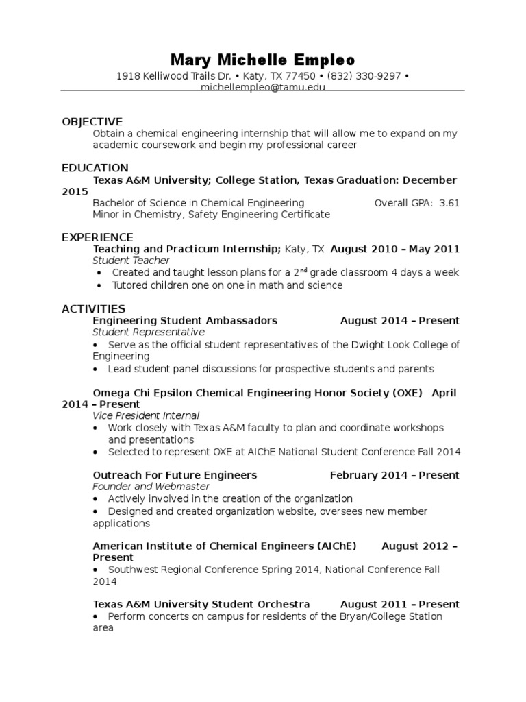 Michelle Resume Spring 2015 2 | PDF