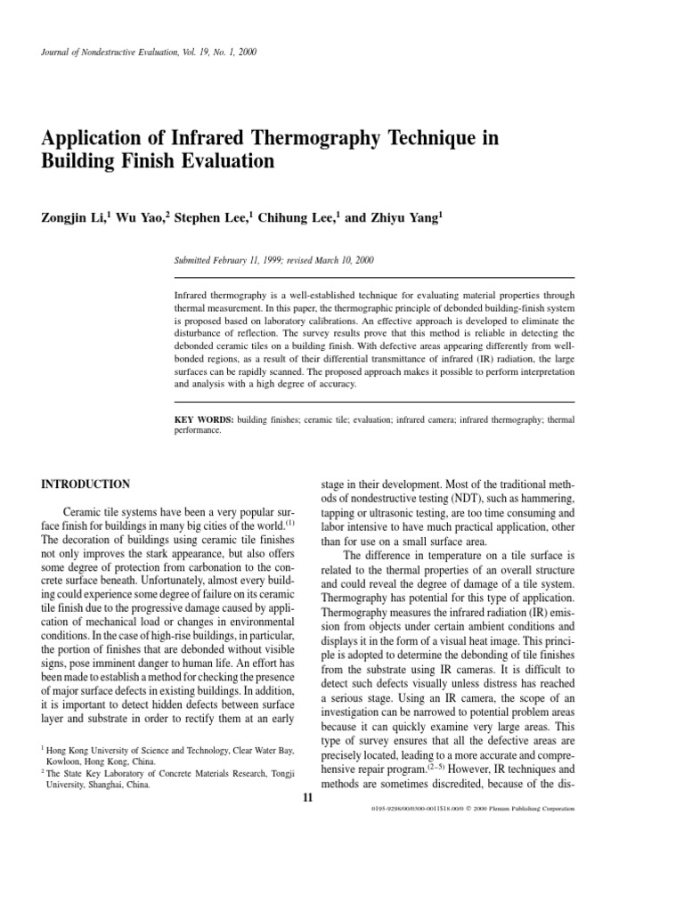 Application of Infrared Thermography Technique in Uilding Finish ...