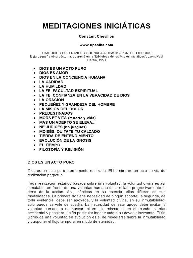 Chevillon Constant - Meditaciones Iniciaticas | PDF | Esencia | Amor