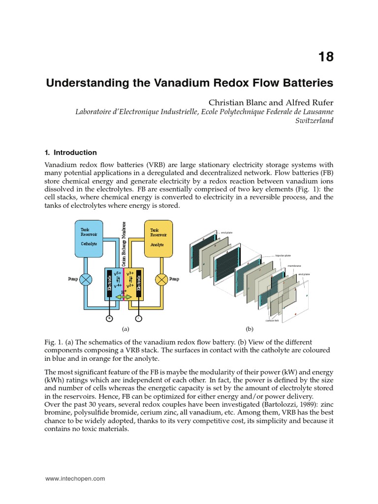 Vanadium Redox Flow Battery Insights | PDF | Gibbs Free Energy ...