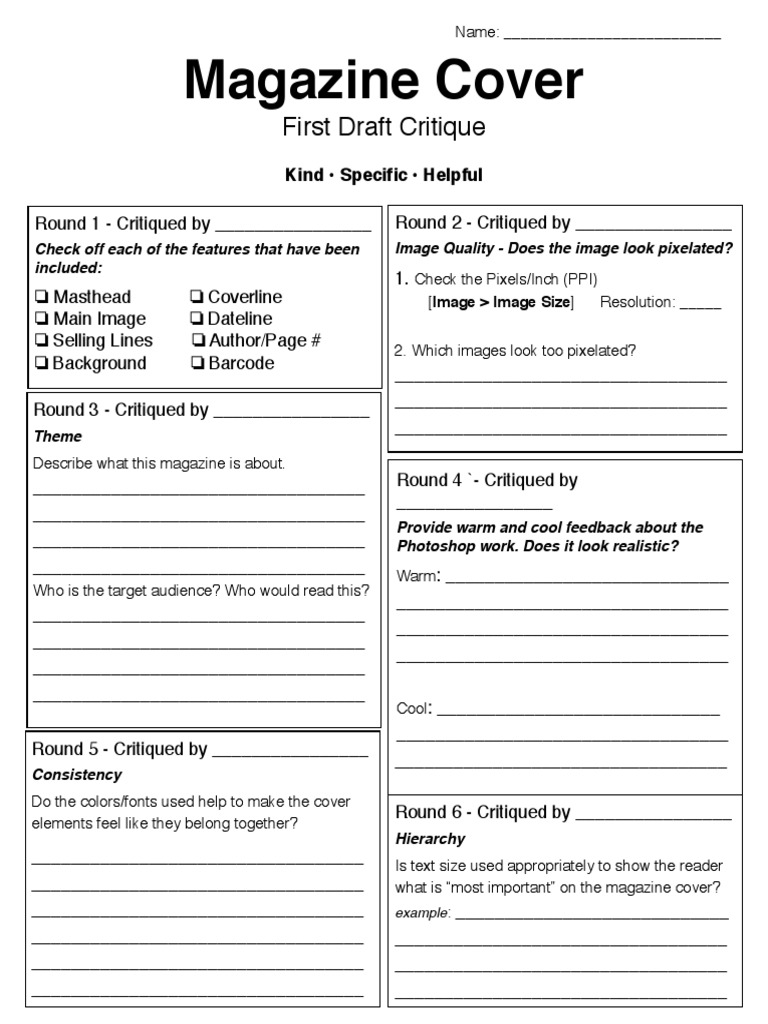 Magazine Cover Critique Guide | PDF | Home & Garden
