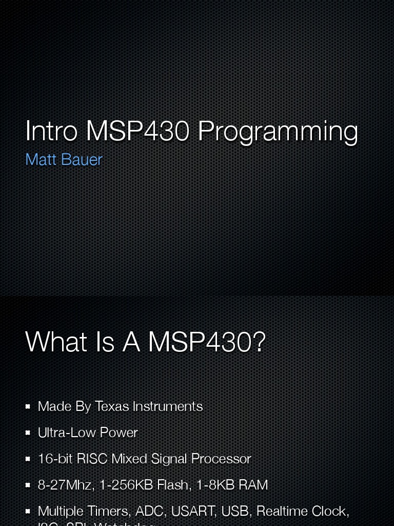 Intro To MSP430 Programming | PDF