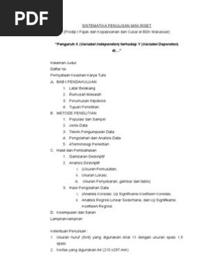 Contoh Laporan Mini Riset