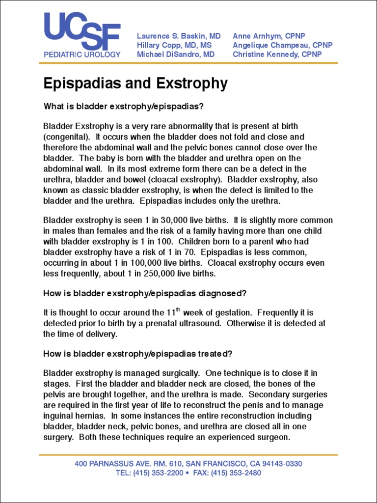 An Overview of Bladder Exstrophy, Epispadias, Diagnosis, Treatment, and ...