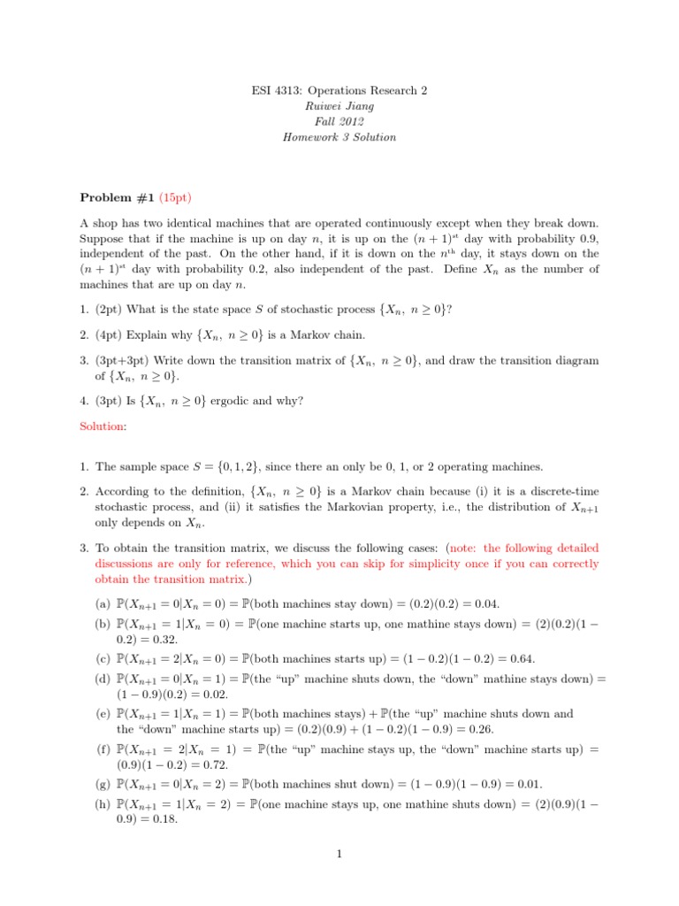 HW 3 Solution | Download Free PDF | Markov Chain | Probability Theory