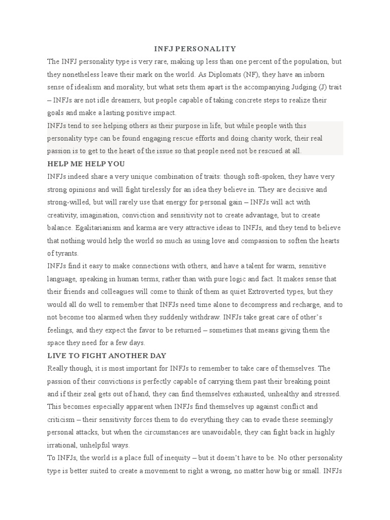 Infj Personality | PDF | Personality Type | Motivation