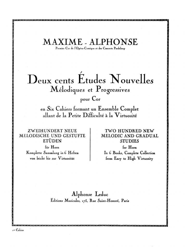 Maxime Alphonse Horn Etudes Book 1 | PDF