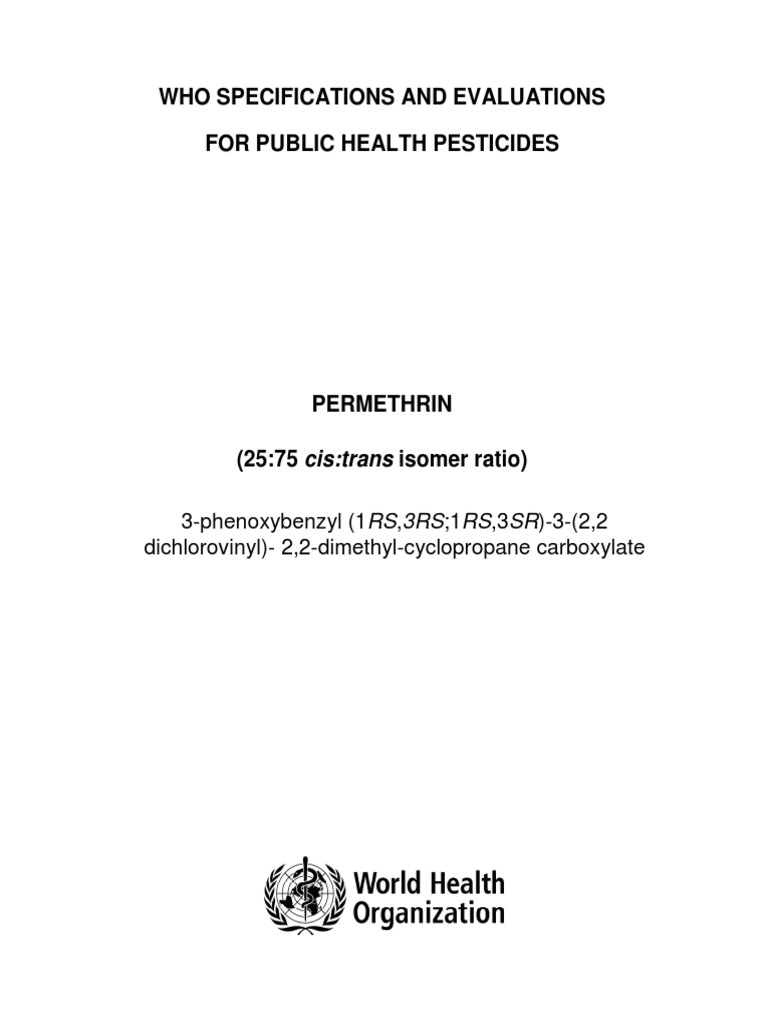 Permethrin 25 75 Specs Eval WHO Sep 2011 | PDF | Specification ...