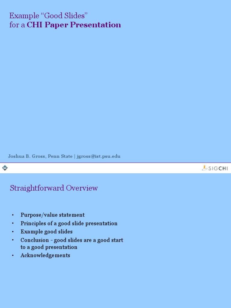 Example "Good Slides" For A CHI Paper Presentation: Joshua B. Gross ...
