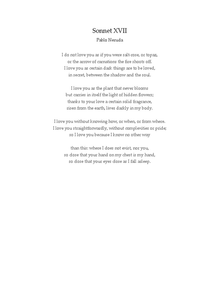 Sonnet XVII: Pablo Neruda | PDF