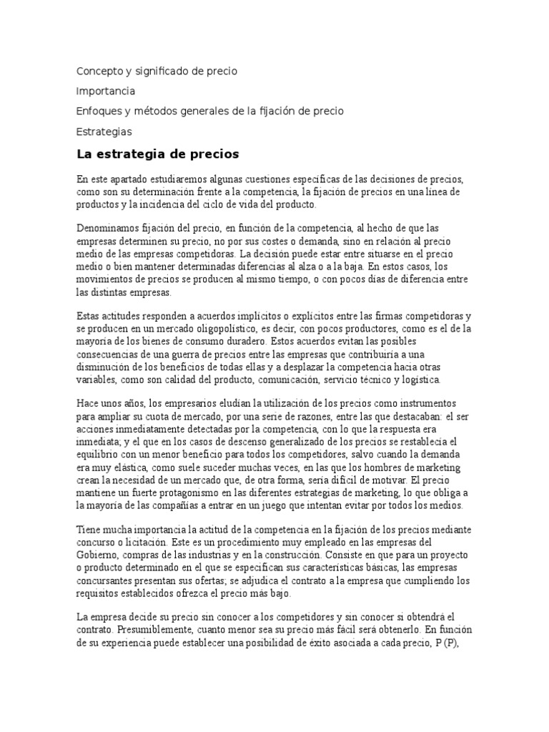 Concepto y Significado de Precio | PDF | Precios | Mercado (economía)