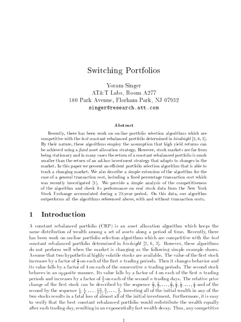 Yoram Singer AT&T Labs, Room A277 180 Park Avenue, Florham Park, NJ ...