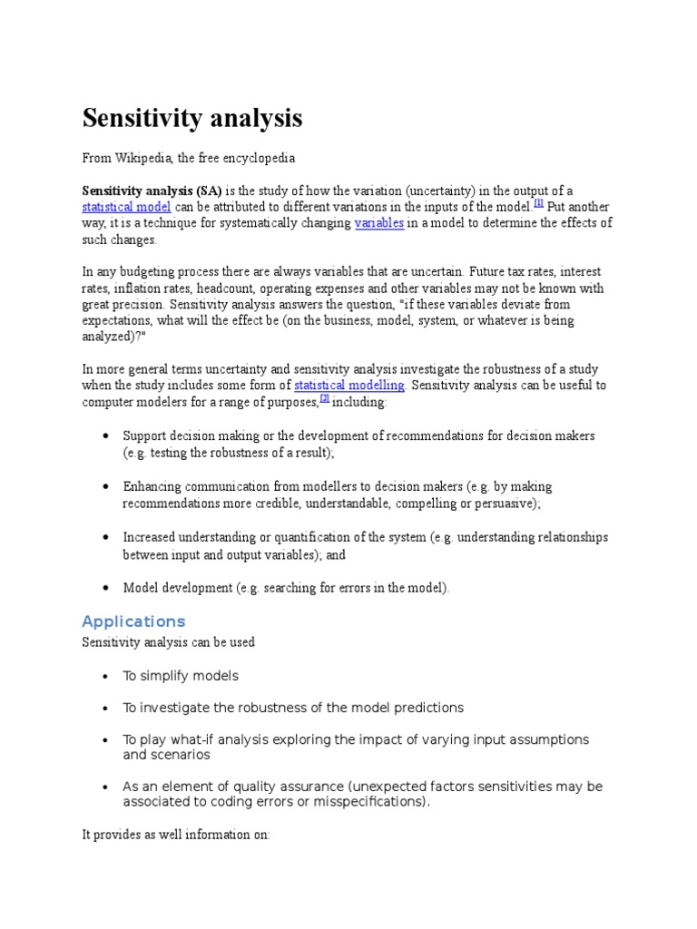 Definition of Sensitive Analyze | PDF | Sensitivity Analysis | Economics
