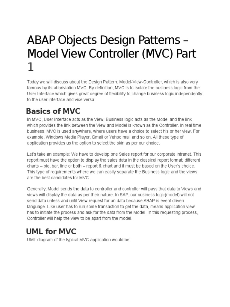 Abap Objects Design Patterns Pdf Modelviewcontroller Method Computer Programming 