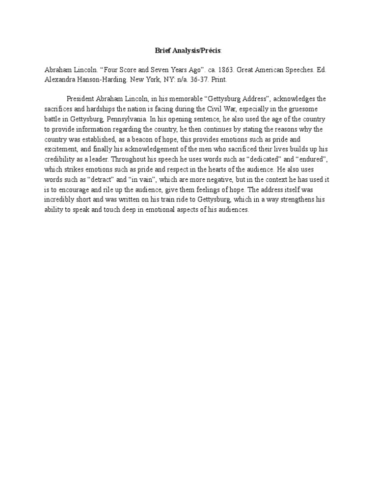 Lincoln's Gettysburg Address Analysis | PDF | History