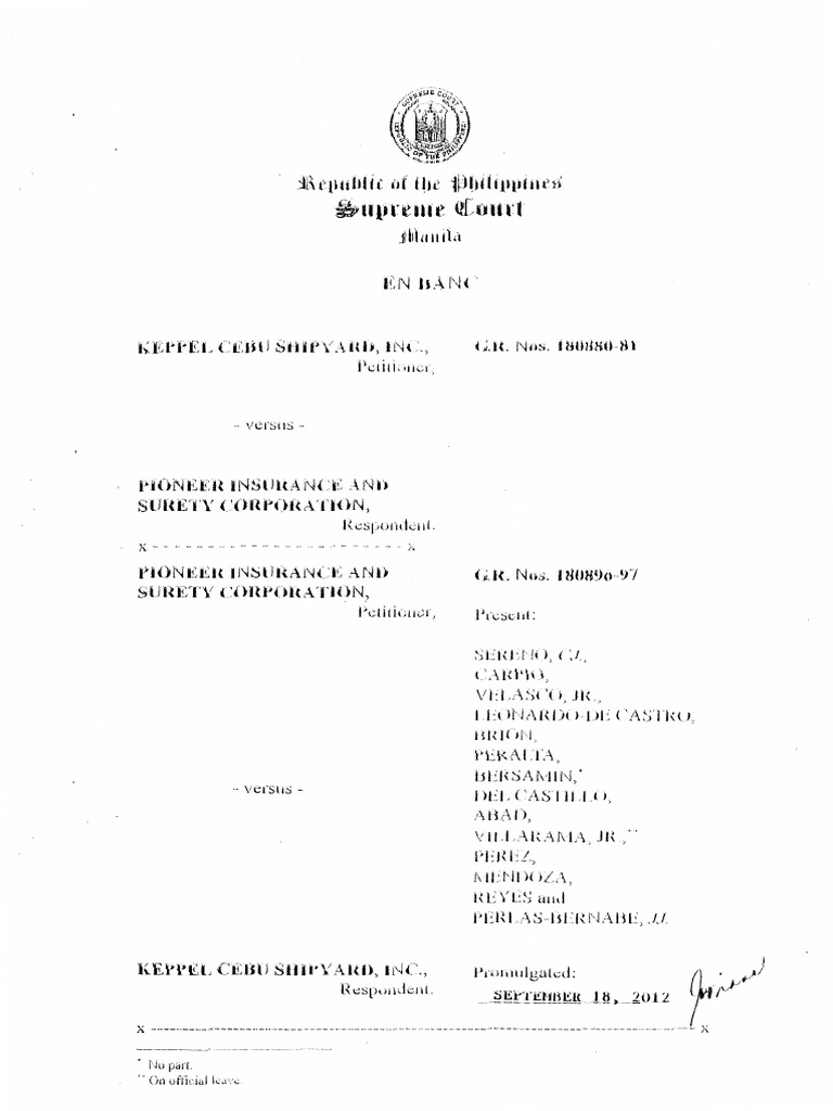 Keppel Cebu Shipyard v. Pioneer Insurance | PDF | Subrogation | Insurance
