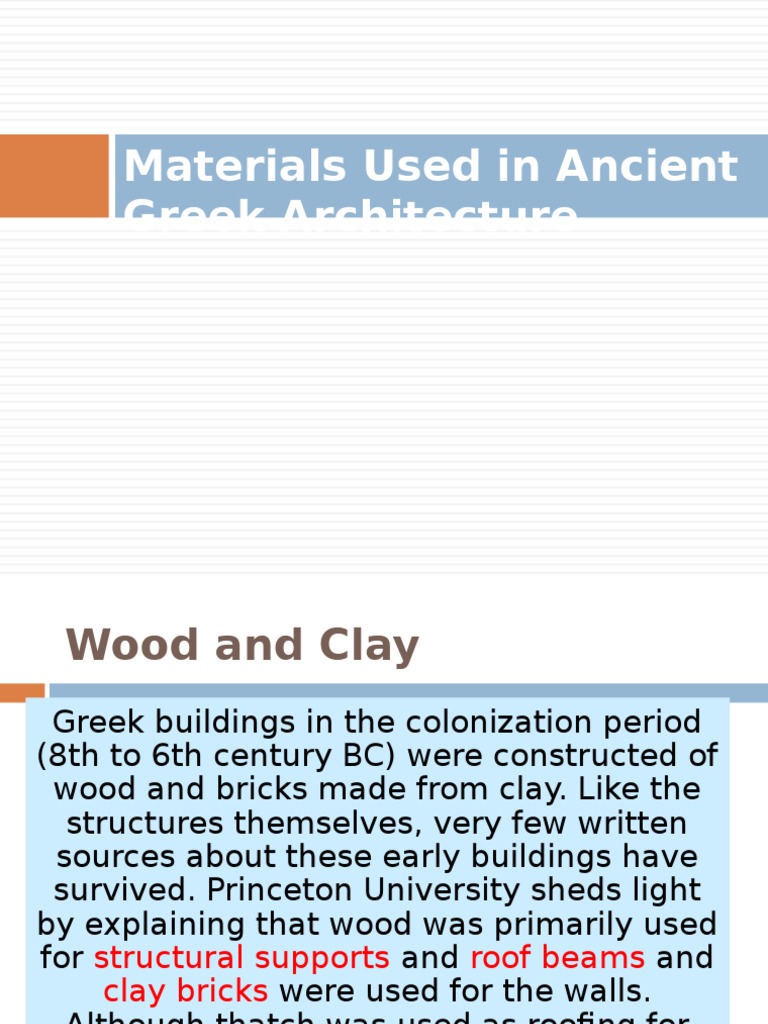 Materials Used in Ancient Greek Architecture | PDF | Art Media ...