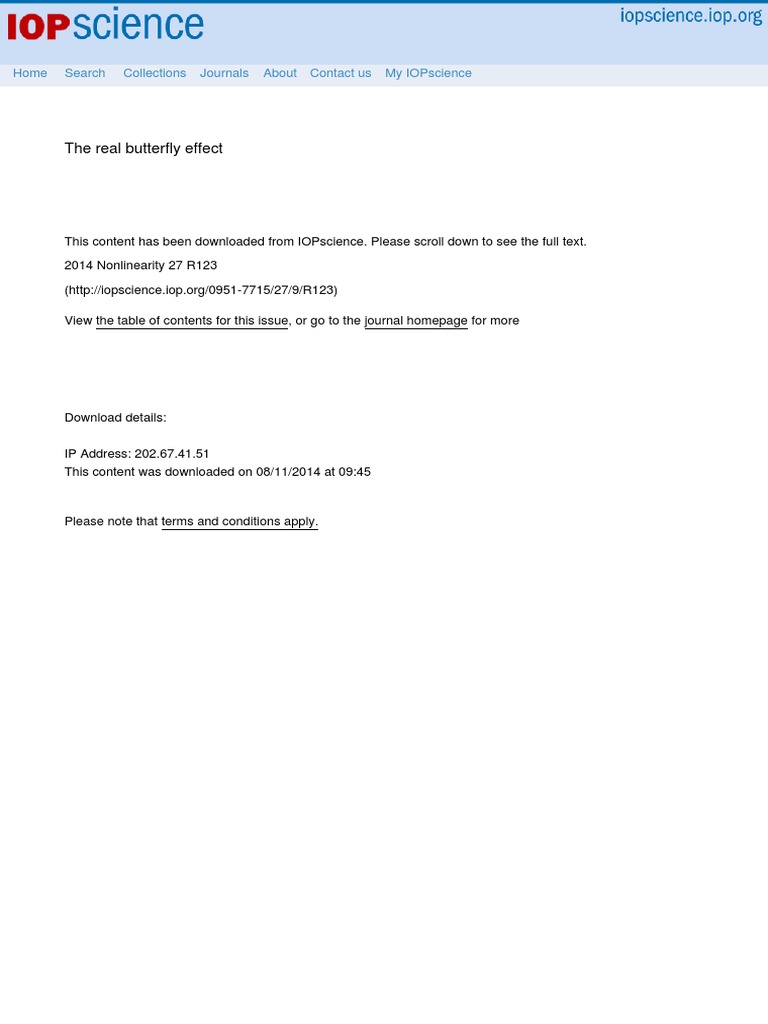 The Butterfly Effect | PDF | Chaos Theory | Navier–Stokes Equations