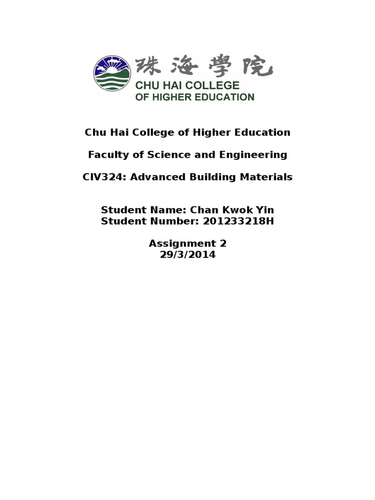 Advanced Building Materials Assignment | PDF