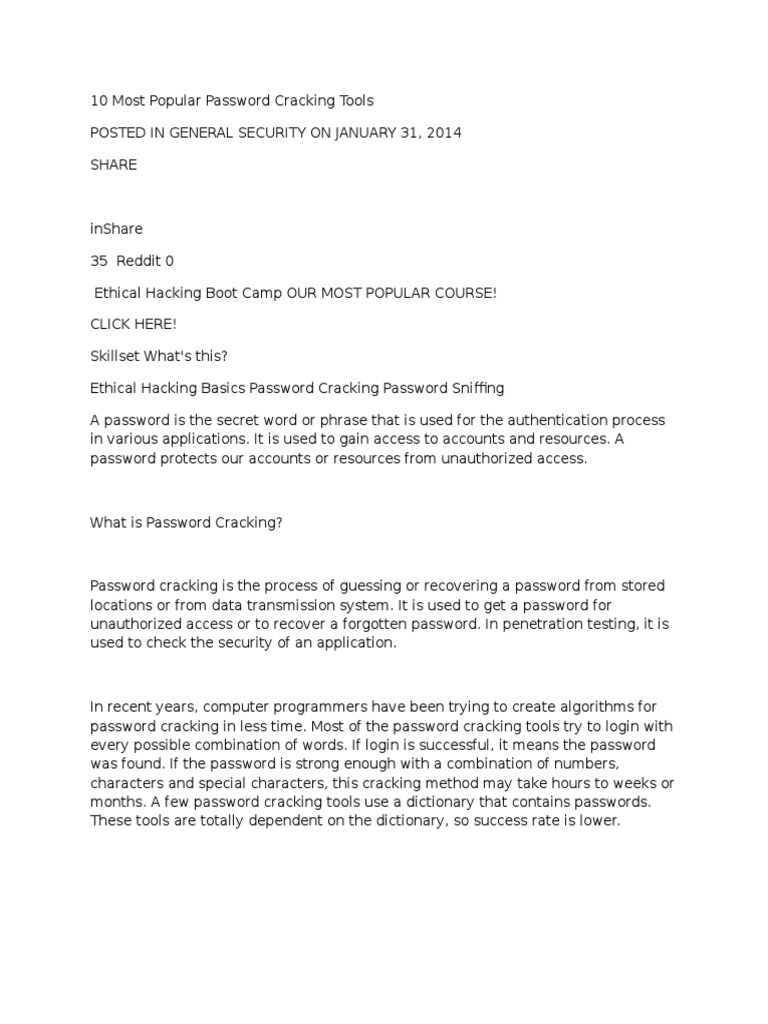 10 Most Popular Password Cracking Tools | PDF | Password | Cyberwarfare