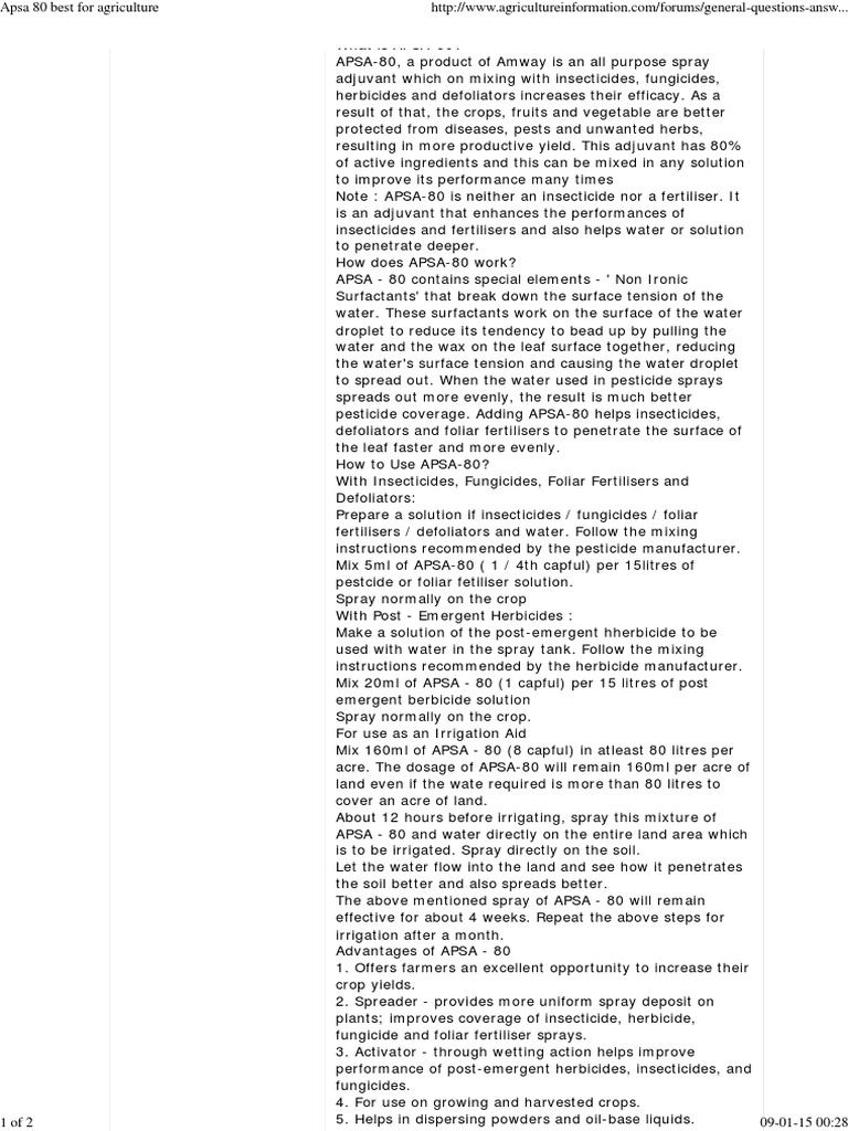 Apsa 80 Best For Agriculture | PDF | Herbicide | Pesticide