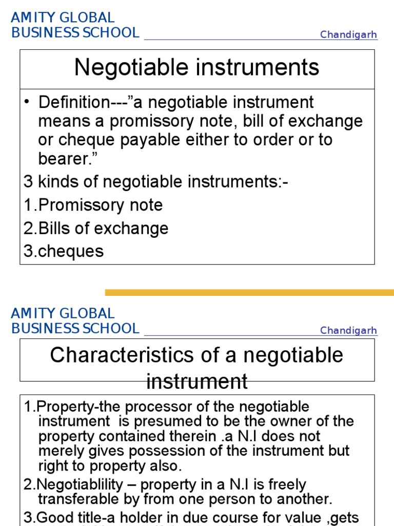 Negotiable Instruments | PDF | Negotiable Instrument | Cheque